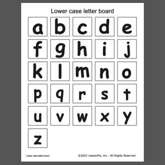 Lower case letter board